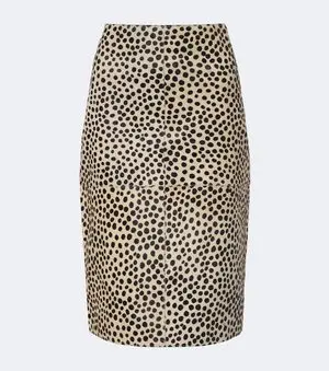 RÓHE Cheetah-print Calf Hair Pencil Skirt - Beige