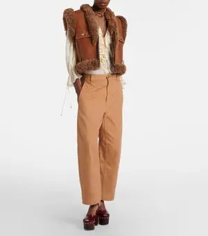 Chloé Shearling-trimmed Leather Vest