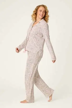 PJ Salvage Personalized Modal Dreams Leopard Print 3-piece Pajama Set