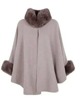 TWINSET Coat With Fur Collar "poncho - White