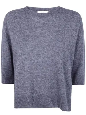 JC SOPHIE Wool Cashmere Blend Short Sleeve Sweater - Gray