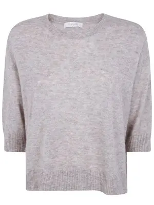 JC SOPHIE Wool Cashmere Blend Short Sleeve Pullover - Brown