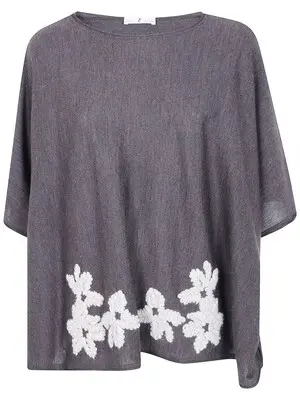 WHYCI Jacket Embroidered Poncho - Brown