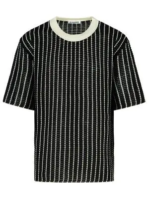 JIL SANDER Crochet' Cotton T-shirt - Black