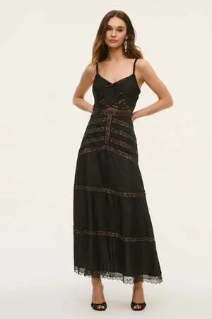 LoveShackFancy Mirabeline Silk Lace Maxi Dress