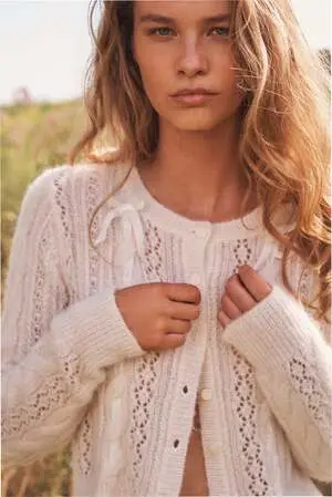 LoveShackFancy Dione Alpaca-blend Cardigan - Snow Cloud