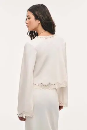 LoveShackFancy Fioretta Lace-trimmed Crepe Top - Pink