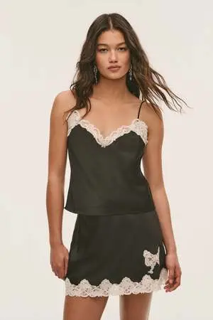 LoveShackFancy Roxsana Crepe Cami - Black
