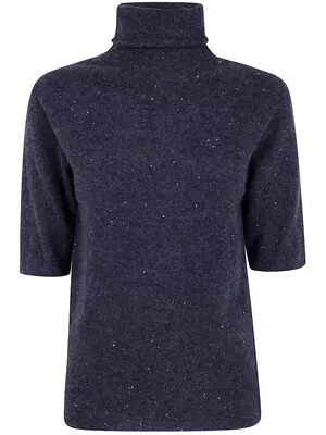 Antonelli Firenze Sweater Short Sleeve Turtle Neck "dakota - Gray
