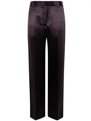 TOM FORD Silk Wide Leg Tailored Trousers - Brown