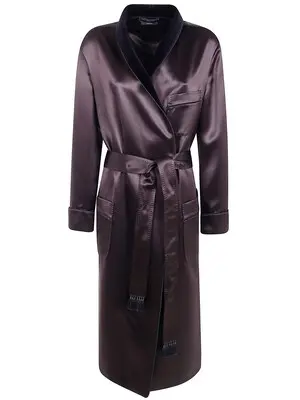 TOM FORD Robe Black Satin "silk Satin Robe - Brown