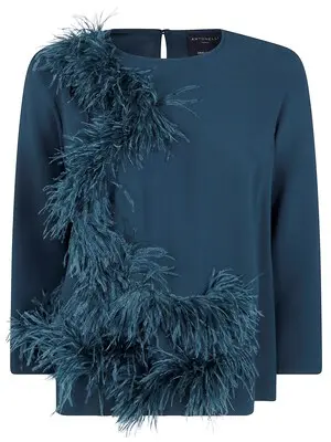 Antonelli Firenze Round Neck Long Sleeve Top - Green