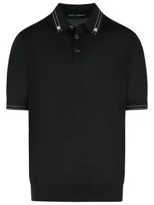Dolce & Gabbana Silk Polo Shirt - Black