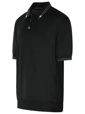 Dolce & Gabbana Silk Polo Shirt - Black