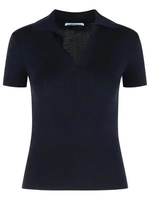 Max Mara Albero' Dark Virgin Wool Polo Shirt - Blue