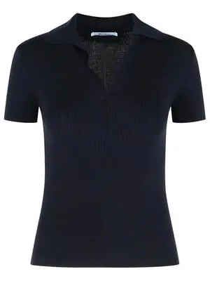 Max Mara Albero' Dark Virgin Wool Polo Shirt - Blue