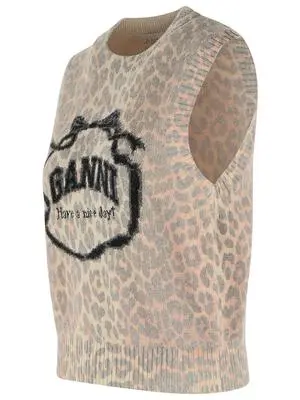 GANNI Leopard' Wool Blend Vest