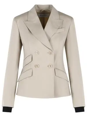 Max Mara Placido' Blazer In Beige Virgin Wool Blend - Cream