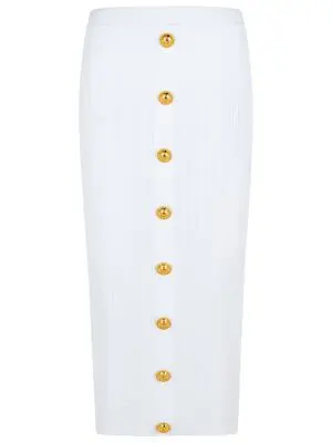 Balmain Long Skirt In Viscose Blend - White