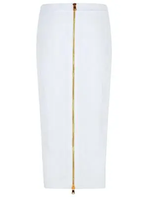 Balmain Long Skirt In Viscose Blend - White