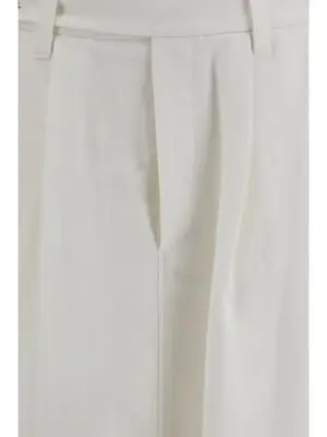 Brunello Cucinelli Fluid Twill Tailored Skirt With Monili - White