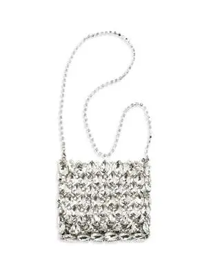 SELF-PORTRAIT Crystal Mesh Pouch - Silver