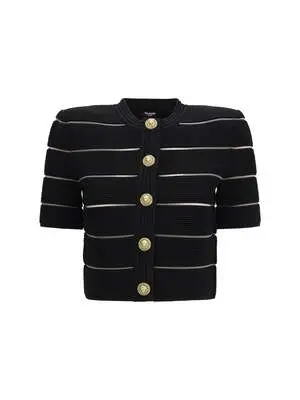 Balmain Short-sleeved Buttoned Cardigan - Black