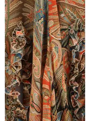 Etro Silk Long Skirt With Flounce And Paisley Motif - Multicolor