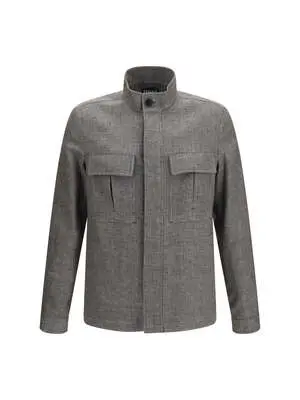 Zegna High-collar Shirt Jacket - Gray