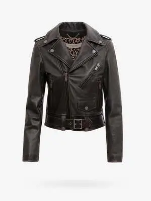 GOLDEN GOOSE Slim Fit Destiny Lived-in Effect Leather Biker - Black