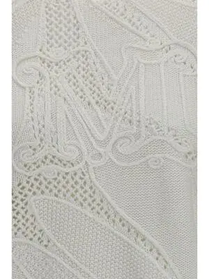 Max Mara Cotton Open-knit Crewneck Sweater - White