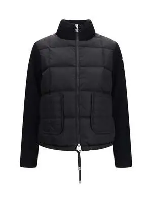 Moncler Quilted Wool Padded Cardigan With Zip - Black