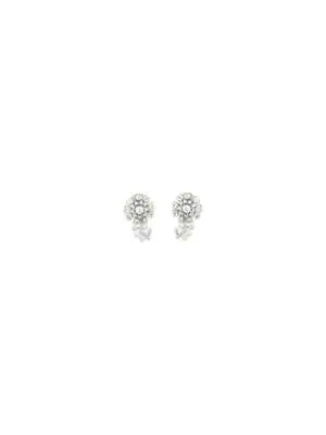 SELF-PORTRAIT Crystal Flower Earrings - Silver