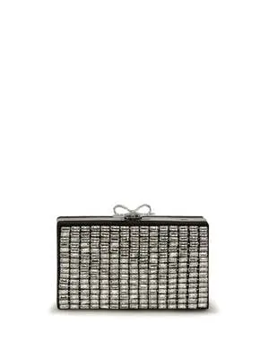 SELF-PORTRAIT Crystal Chainmail Clutch - Silver
