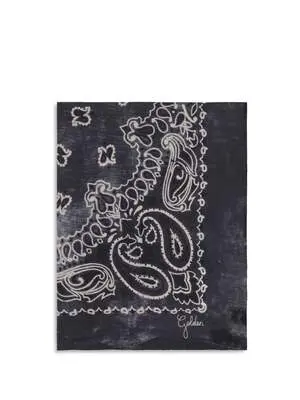 GOLDEN GOOSE Golden Paisley Printed Silk Scarf - Gray