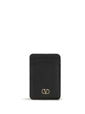 Valentino Garavani Vlogo Signature Magnetic Card Holder - Black