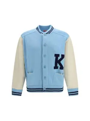 Kenzo Varsity Wool Cardigan - Blue