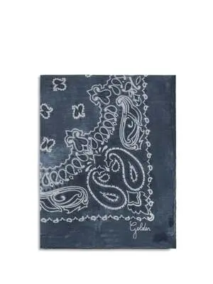 GOLDEN GOOSE Golden Paisley Printed Silk Scarf - Blue