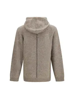 Giorgio Armani Alpaca-knit Hooded Sweatshirt With Contrasting Trims