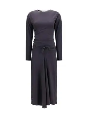 LEMAIRE Draped Fitted Long Dress - Gray