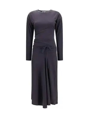 LEMAIRE Draped Fitted Long Dress - Gray