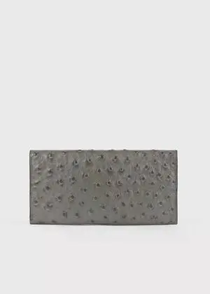 TOTEME T-lock Ostrich-embossed Wallet - Grey