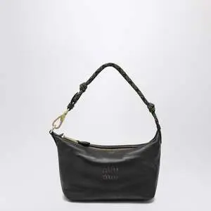 Miu Miu Aged-effect Nappa Leather Pouch In Coffee And Green - Brown