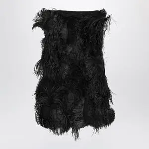 Attico Feather-trim Mini Dress - Black