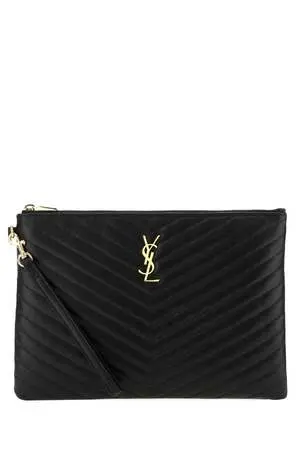 Saint Laurent Leather Jolie Ipad Holder - Black
