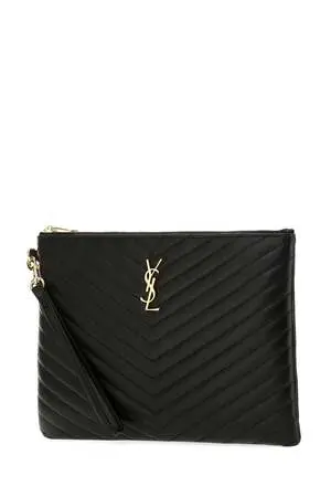 Saint Laurent Leather Jolie Ipad Holder - Black