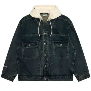 AAPE Now Moonface Hooded Denim Jacket - Blue