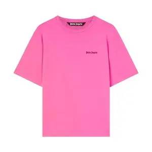 Palm Angels Embroidered Logo Slim Tee 'fuchsia/black - Pink