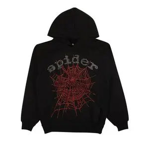 SP5DER Og Rhinstone Web Hoodie Sweatshirt /red