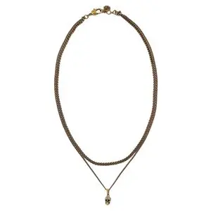 Alexander McQueen Skull Pendant Necklace - Gold
